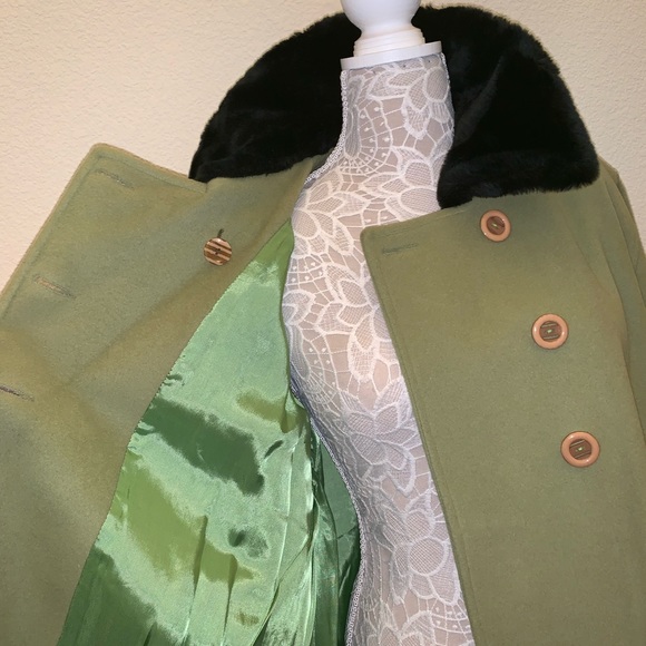 NUDE | Jackets & Coats | Vintage Beautiful Avocado Green Cashmere Coat ...